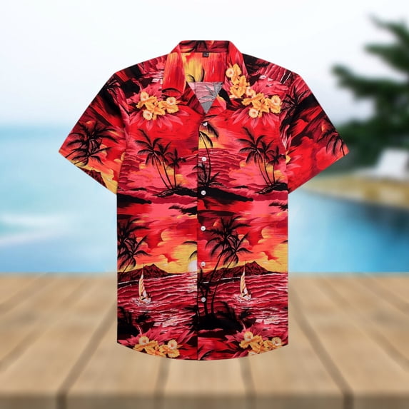 Alimens Gentle 100 Cotton Hawaiian Shirts for Men Casual Button Down ...