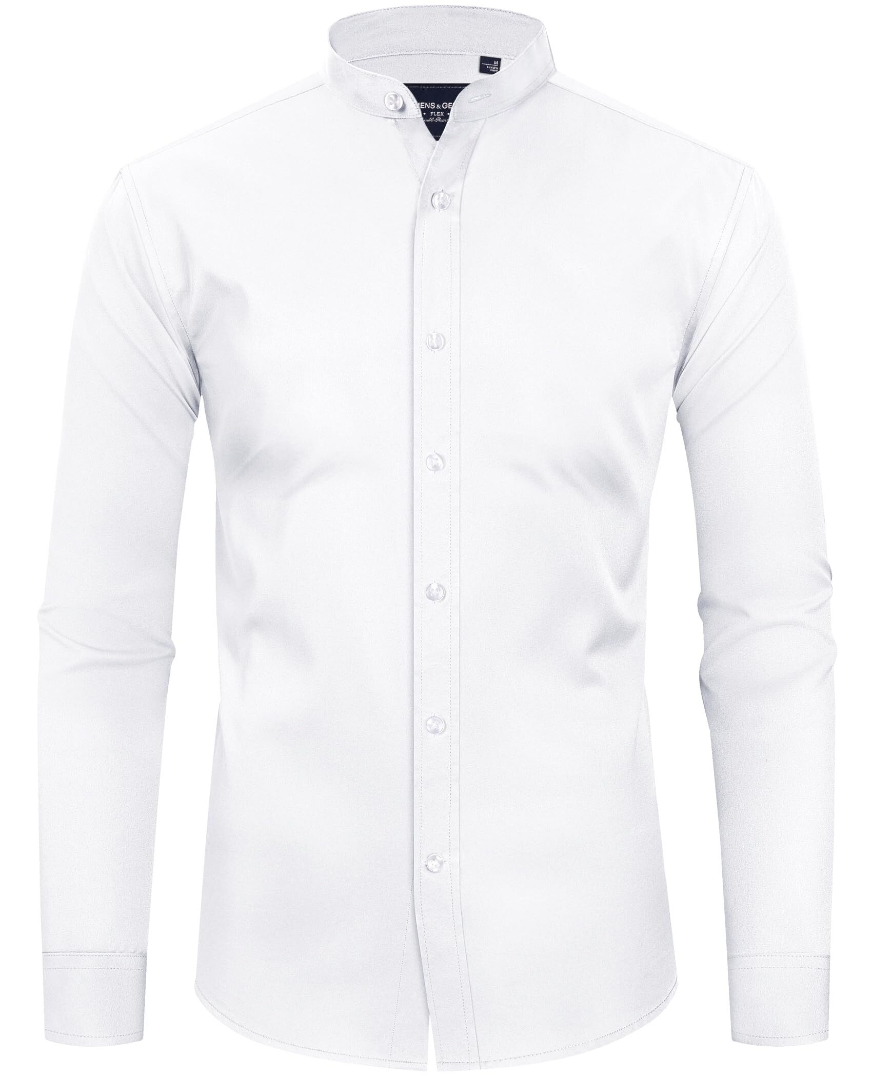 Alimens & Gentle Long Sleeve Banded Collar Dress Shirts for Men ...