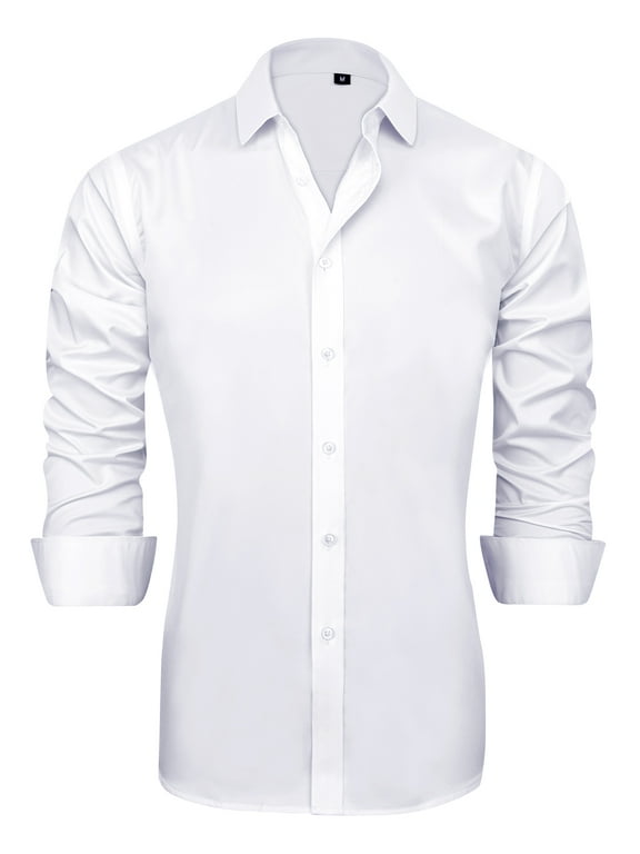 Alimens & Gentle Stretch Formal Shirts for Men Long Sleeve Work Dress ...