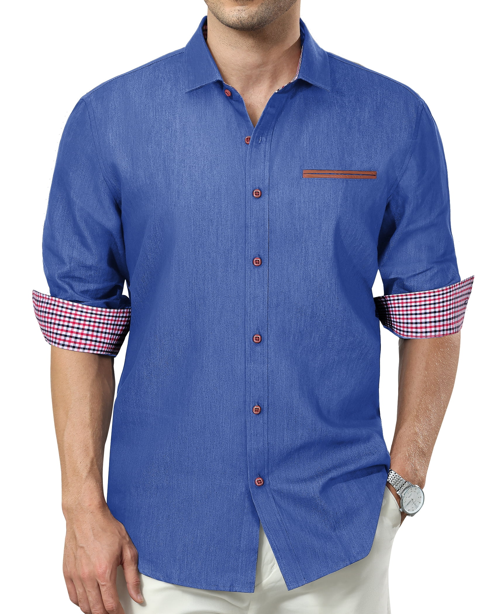 Alimens & Gentle Men's Denim Shirts Long Sleeve Casual Button Down ...