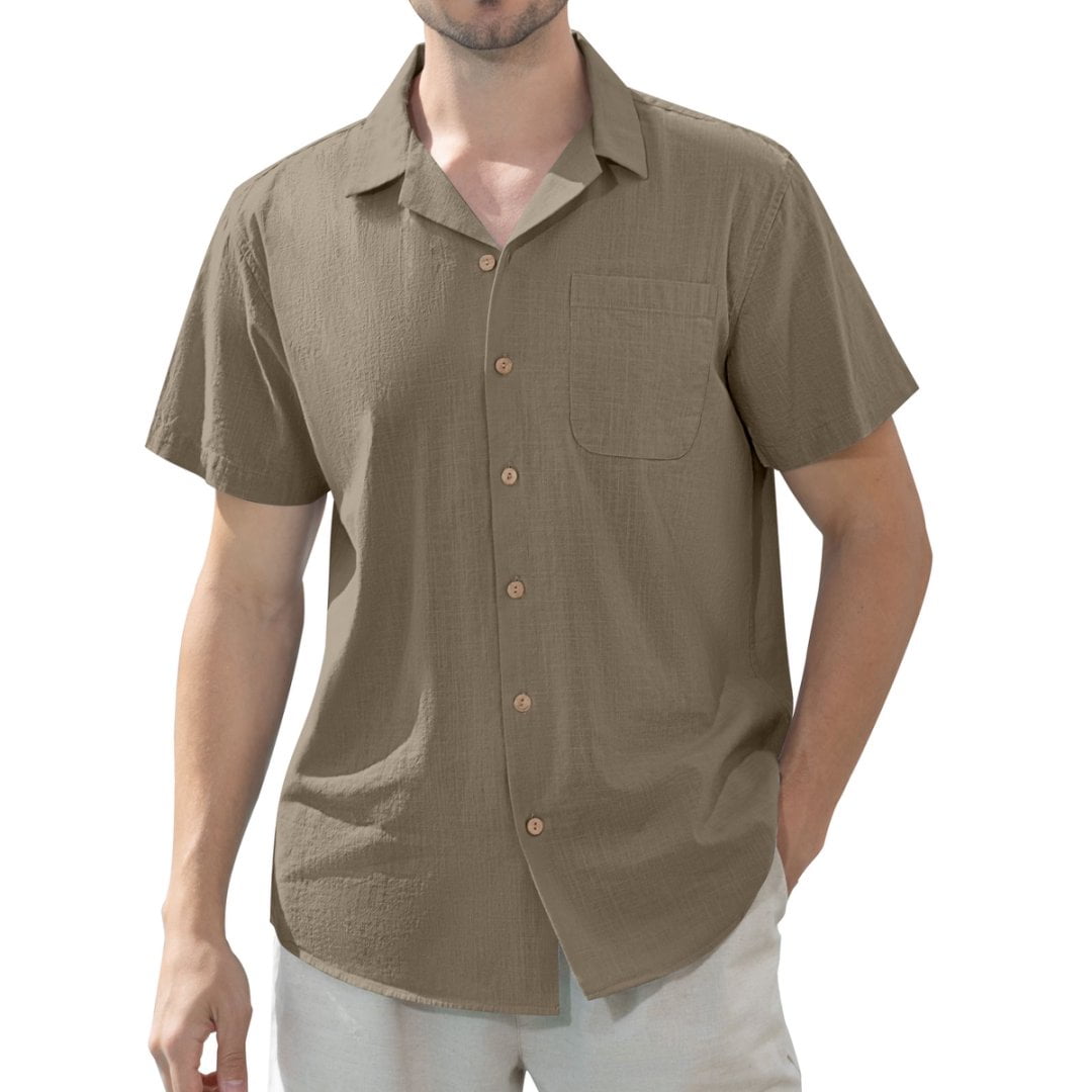 Alimens & Gentle Men's Linen Shirts Short Sleeve Hawaiian Button Up ...