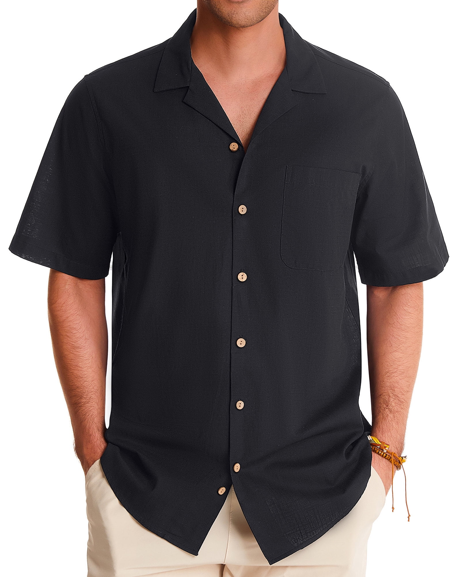 Alimens & Gentle Men's Cotton-Linen Blend, Cuban & Hawaiian Style ...