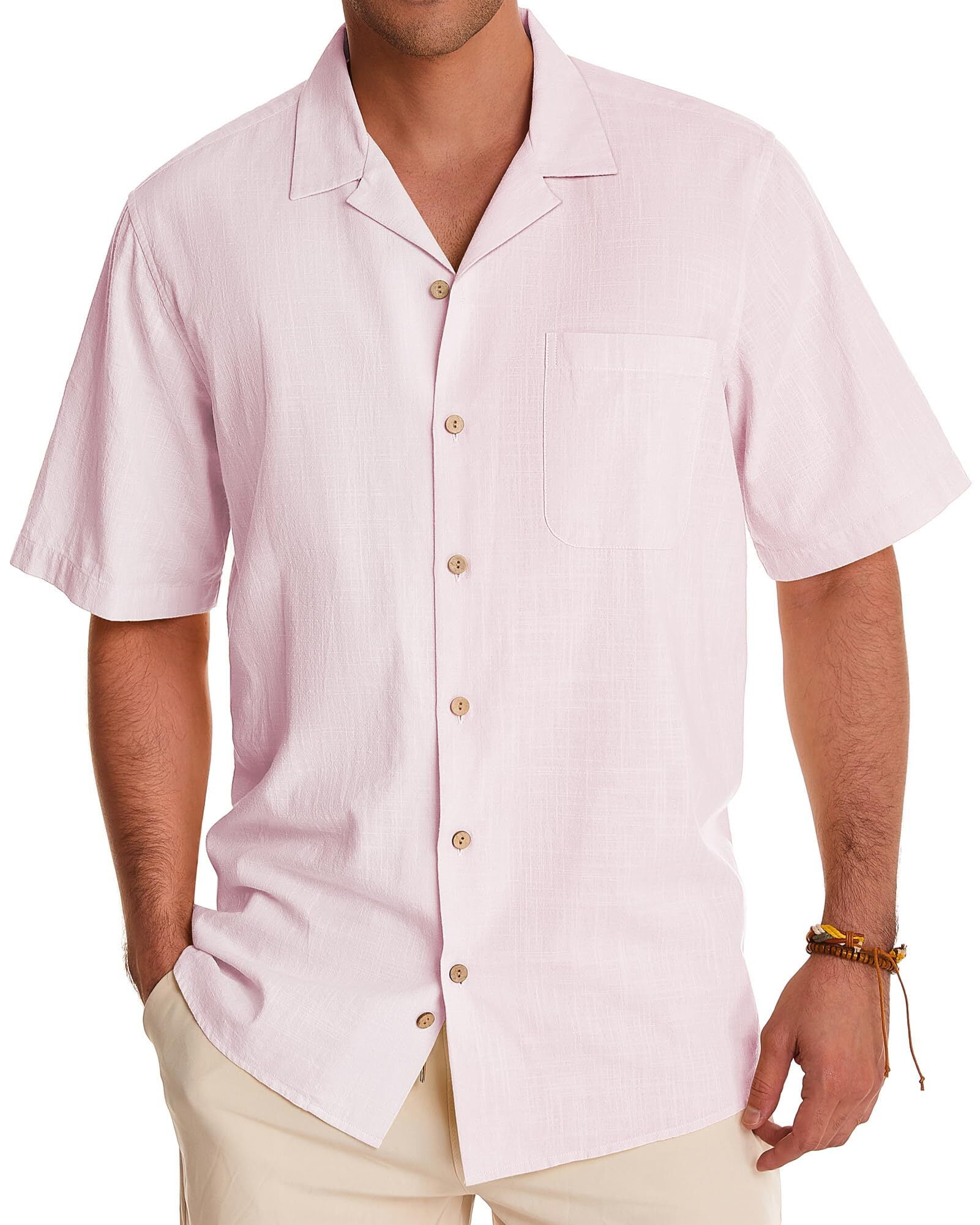 Alimens & Gentle Men's Linen Shirts Short Sleeve Hawaiian Button down ...