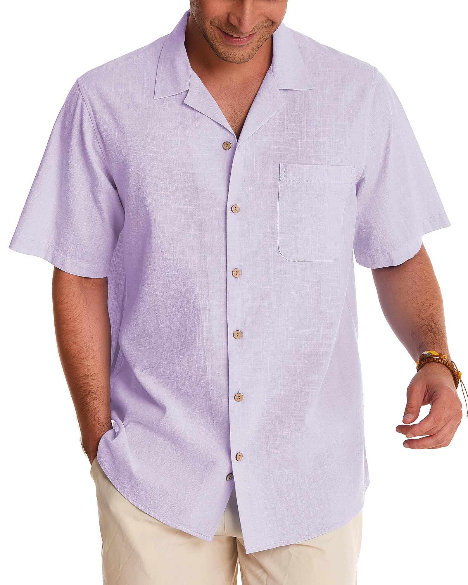 Alimens & Gentle Men's Linen Shirts Short Sleeve Hawaiian Button down ...