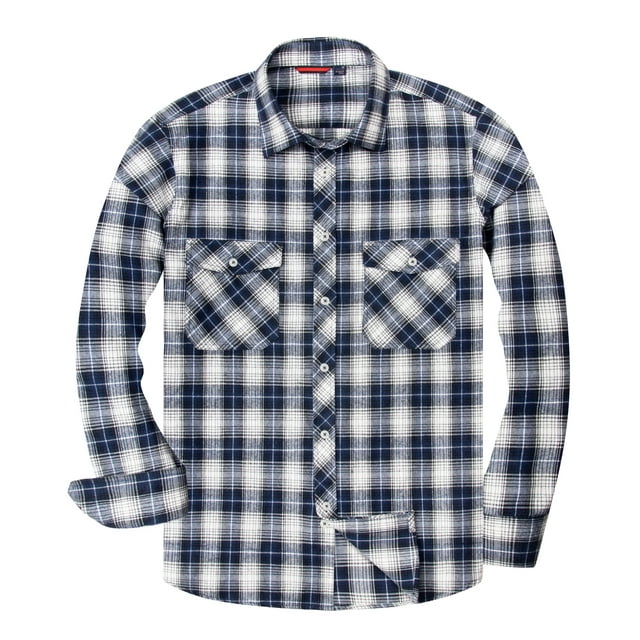 Alimens & Gentle Men's Long Sleeve Button Down Shirt Soft Flannel Plaid ...