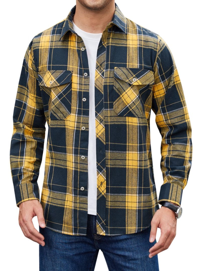 Alimens & Gentle Men's Long Sleeve Heavyweight Flannel Shirts with ...