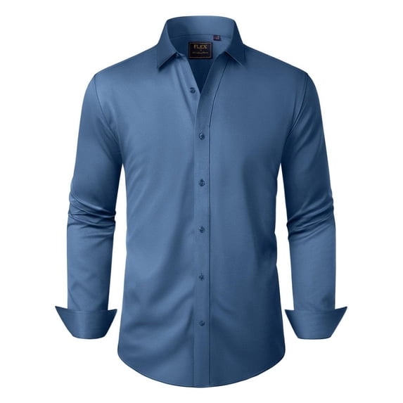 Alimens & Gentle Men's Long Sleeve Stretch Dress Shirt, Solid, Casual ...