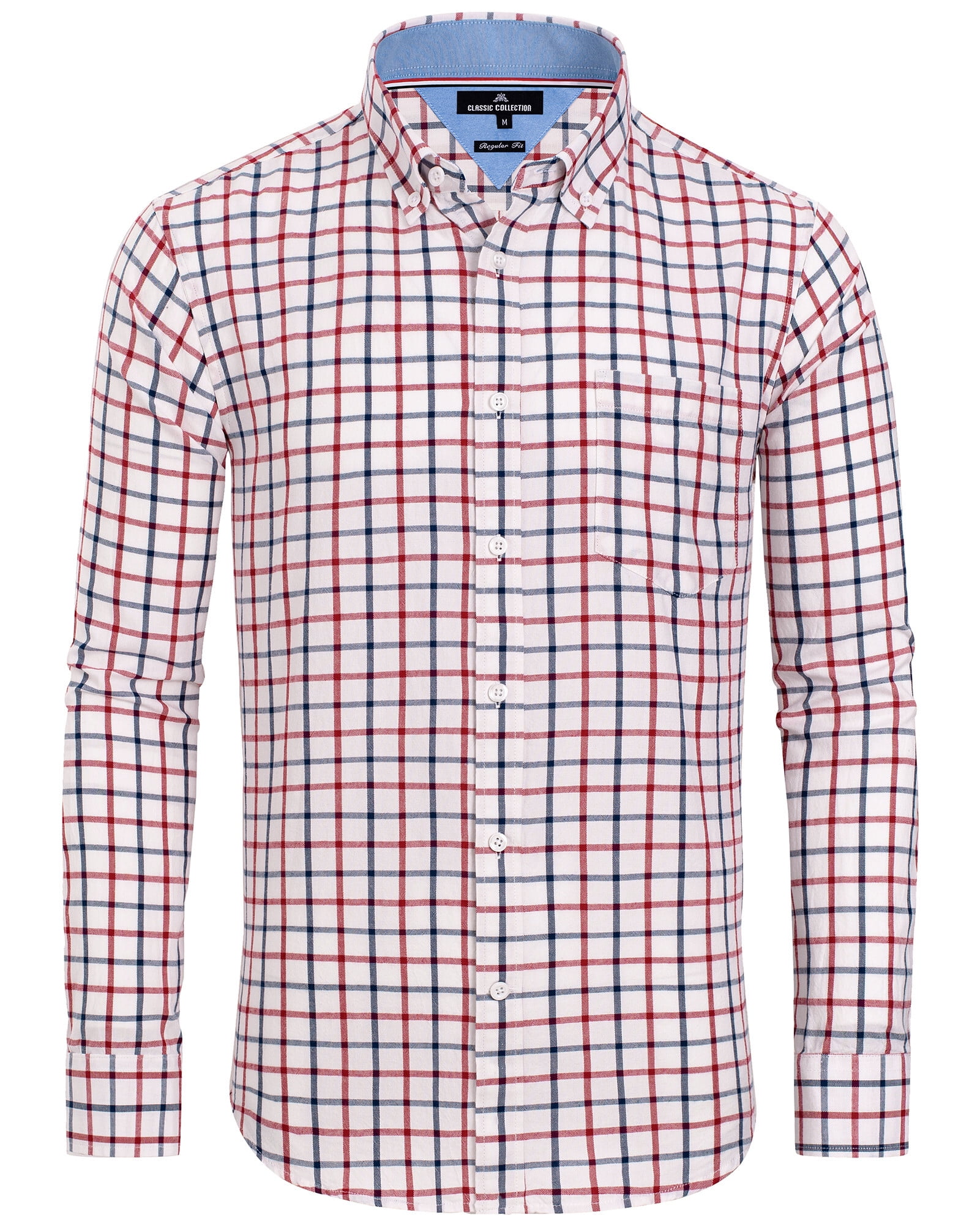 Alimens & Gentle Men's Plaid Button Down Shirts Cotton Long Sleeve ...