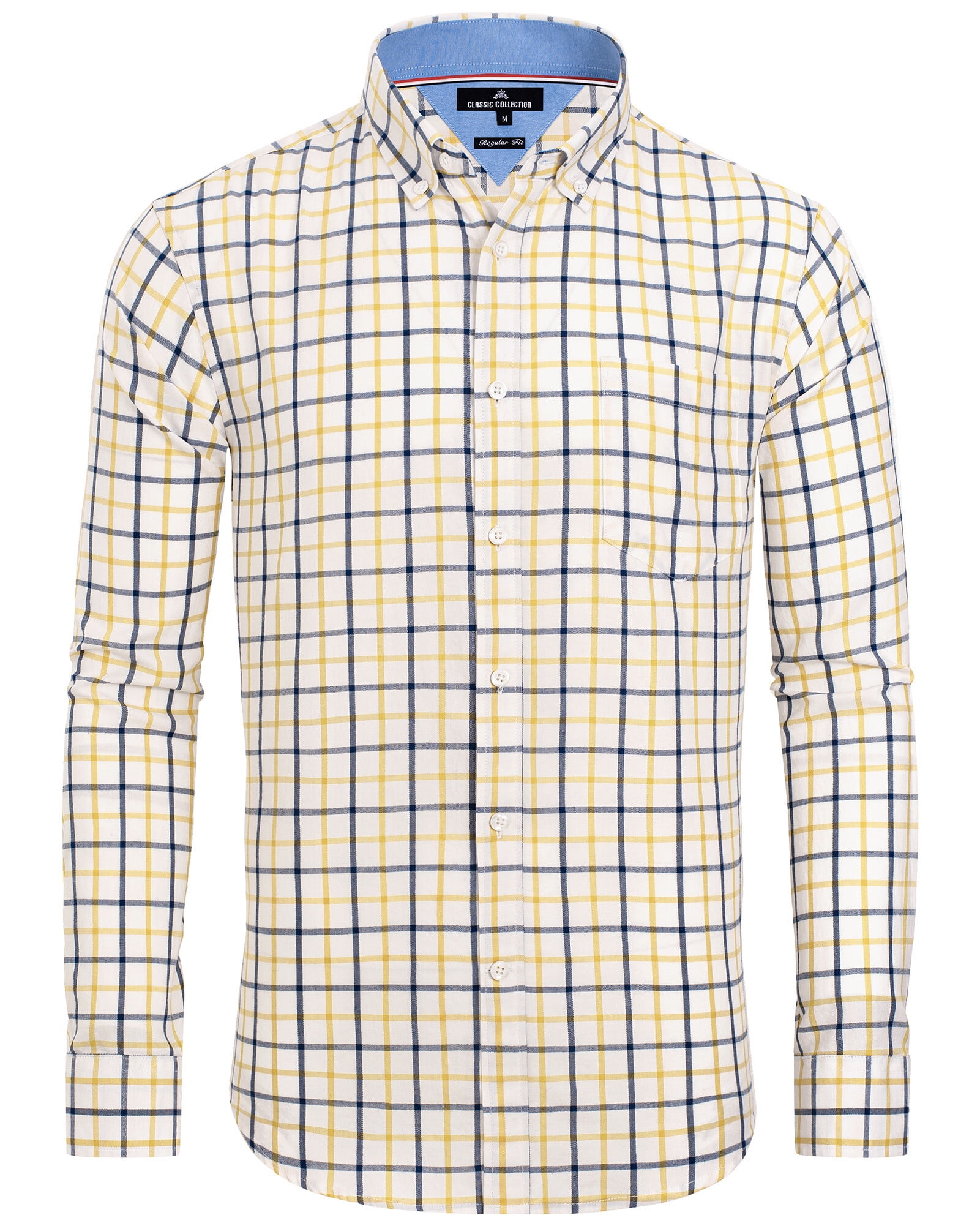 Alimens & Gentle Men's Plaid Button Down Shirts Cotton Long Sleeve ...