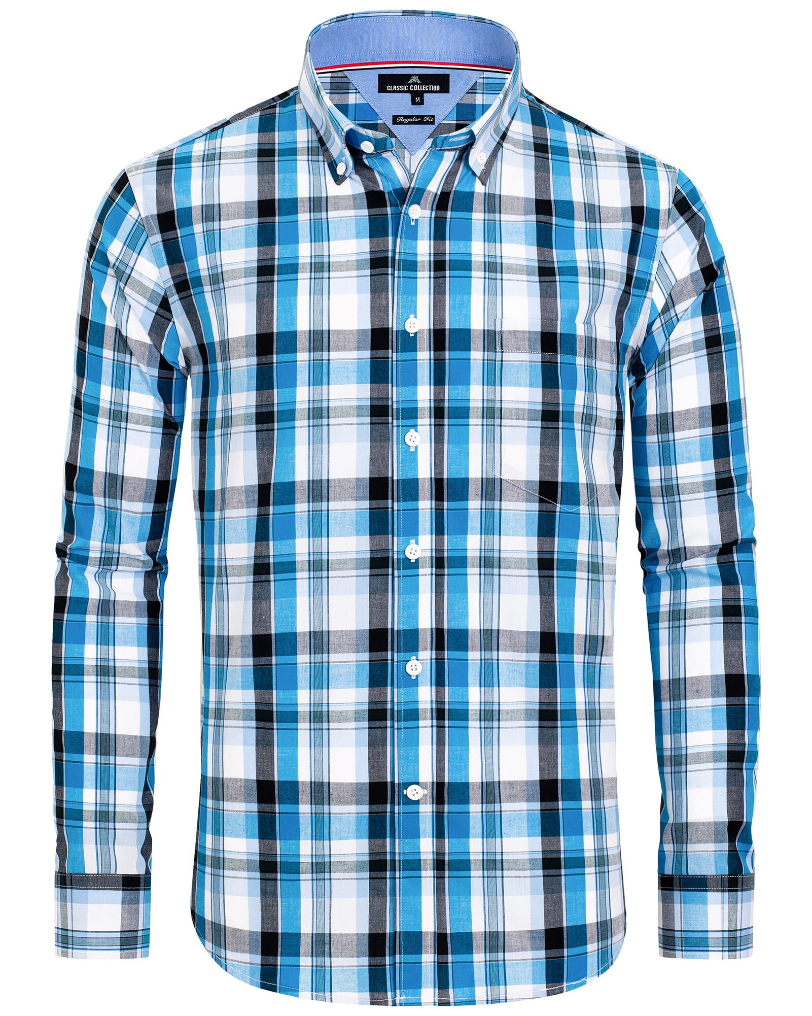 Alimens & Gentle Men's 100% Cotton Long Sleeve Plaid Button Down Shirts ...