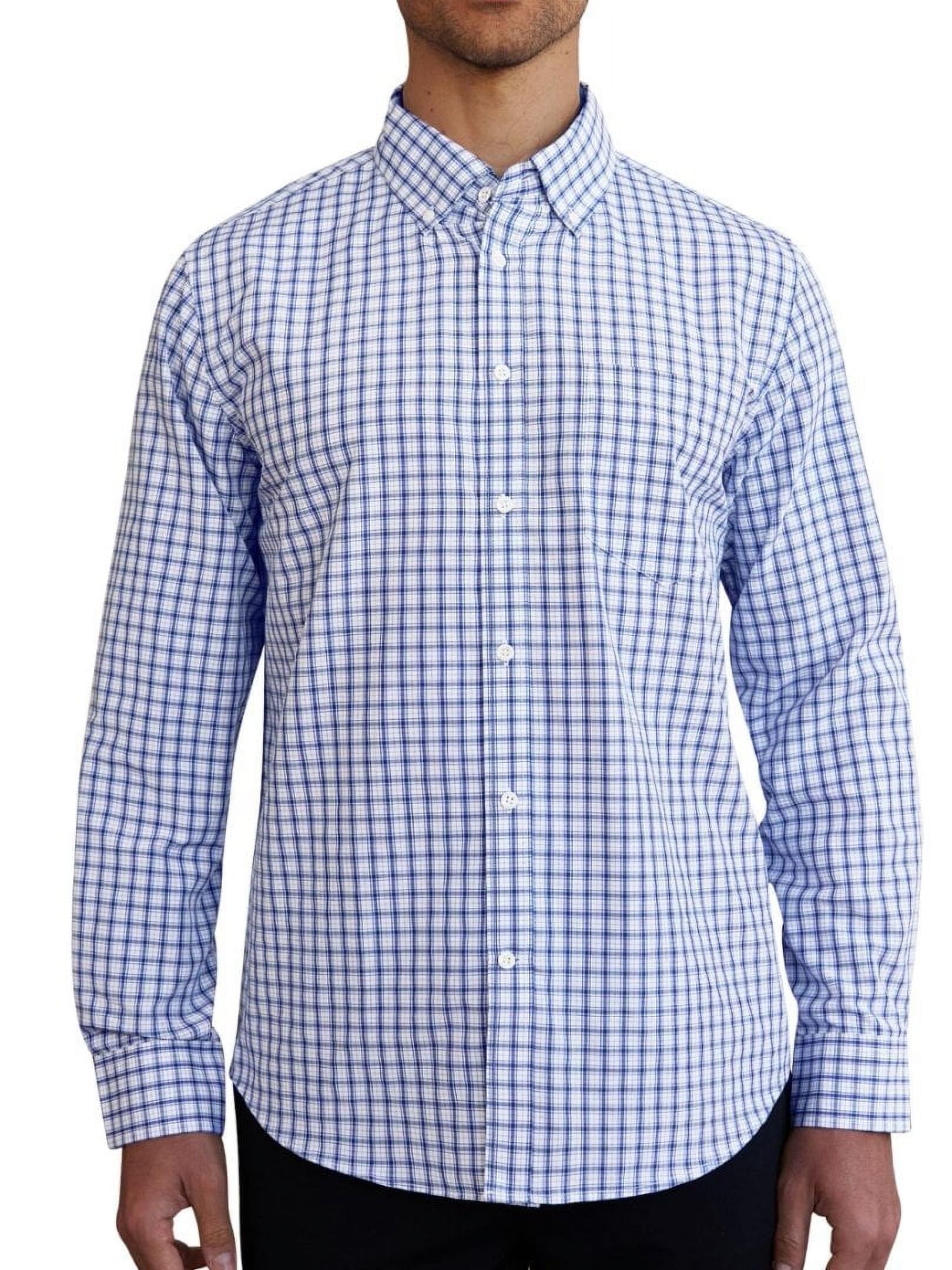 Alimens & Gentle Men's Plaid Cotton Long Sleeve Shirt Gingham Casual ...
