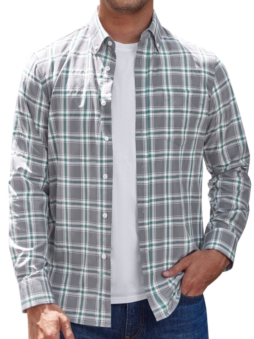 sogami Men's Plaid Button Up Shirts Comfort Long Sleeve Cotton Shirts ...