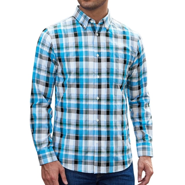 sogami Men's Plaid Button Up Cotton Long Sleeve Shirts Big & tall ...
