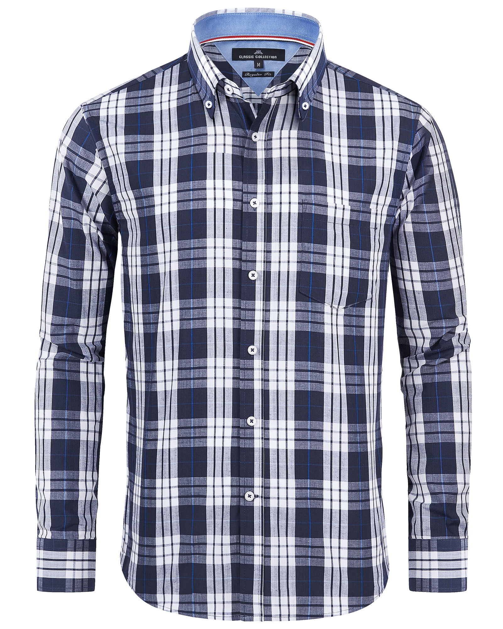 Alimens & Gentle Men's 100% Cotton Plaid Button Down Long Sleeve ...
