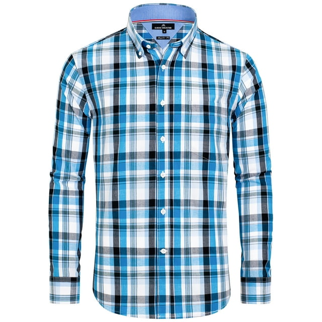 Alimens And Gentle Mens Plaid Button Down Shirts Cotton Long Sleeve