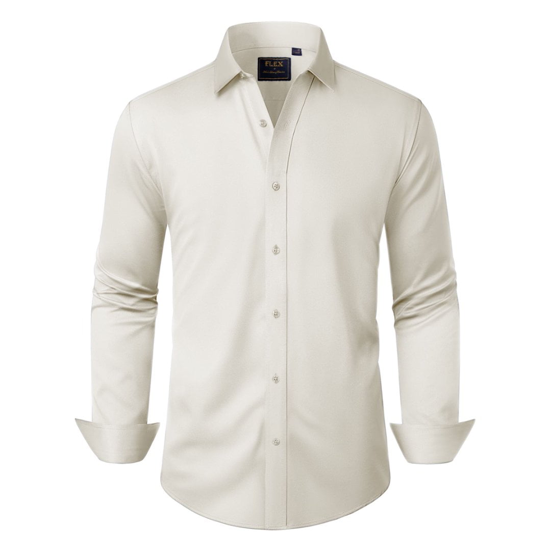Alimens & Gentle Men's Solid Long Sleeve Business Shirt Wrinkle-Free ...