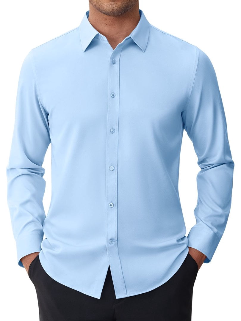 sogami Men's Stain-Resistant Slim Fit Dress Shirts Long Sleeve Stretch ...