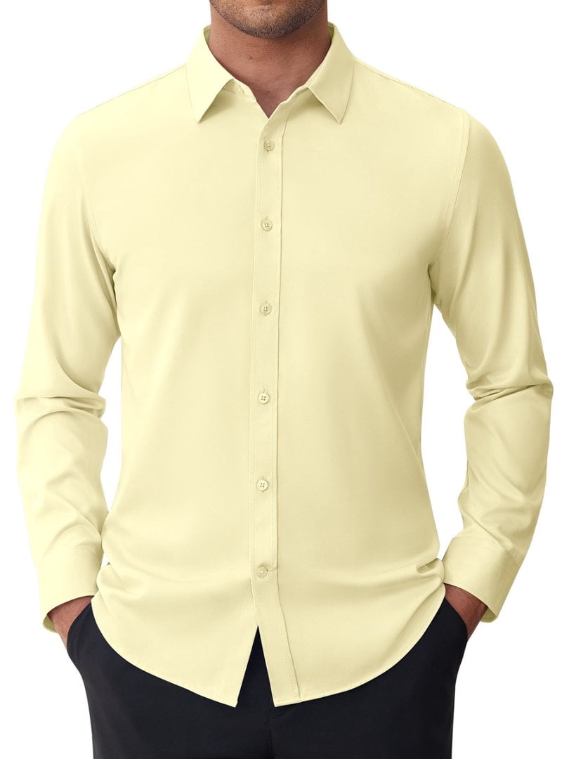 sogami Men's Stain-Resistant Slim Fit Dress Shirts Long Sleeve Stretch ...