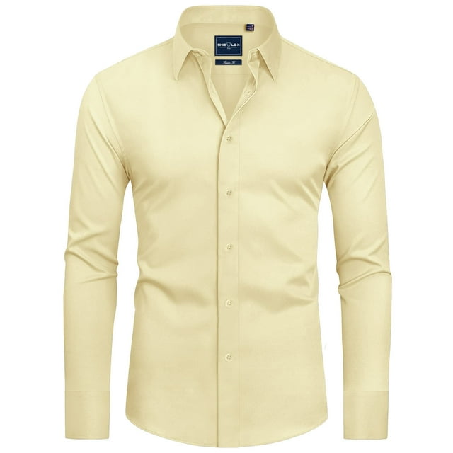 Alimens & Gentle Men's Stain Sheild Dress Shirts Long Sleeve Stretch ...