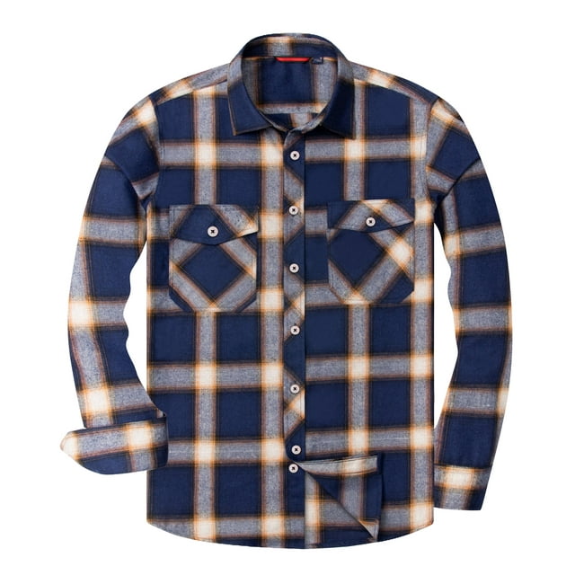 Alimens And Gentle Mens Buffalo Plaid Shirts Long Sleeve Cotton Shirt