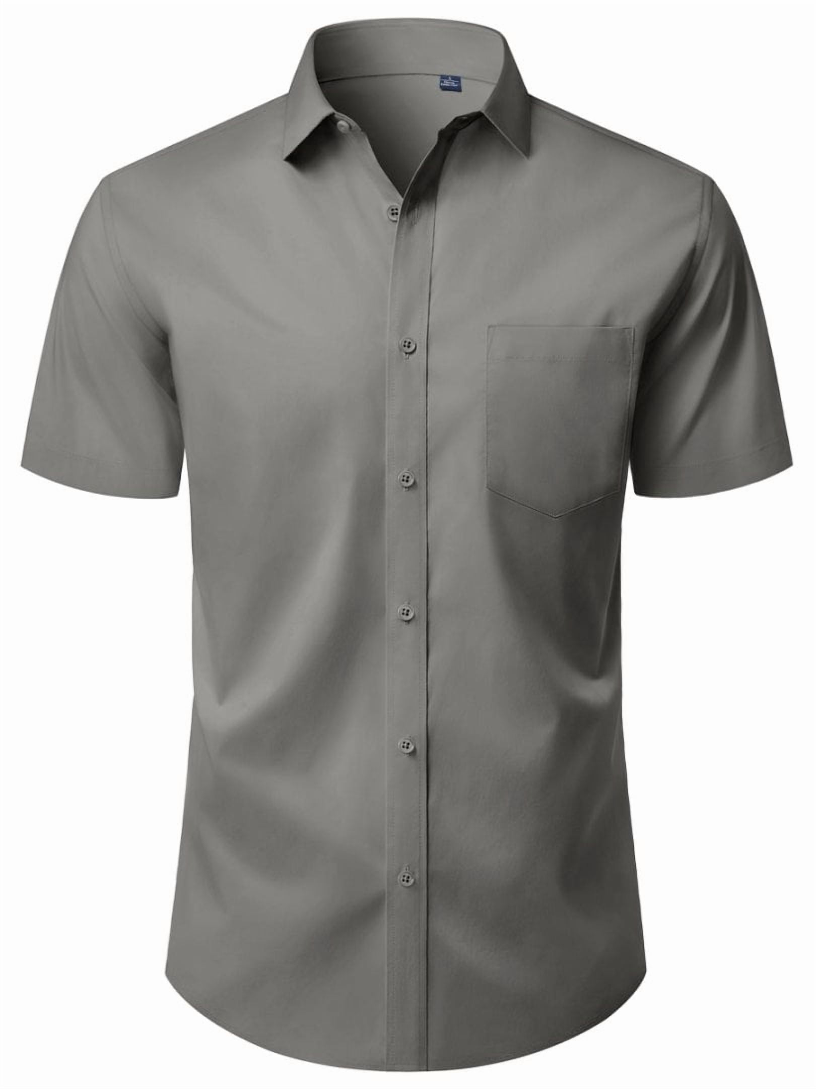 sogami Mens Button Up Shirt Stretched Wrinkle Free Short Sleeve Dresses ...