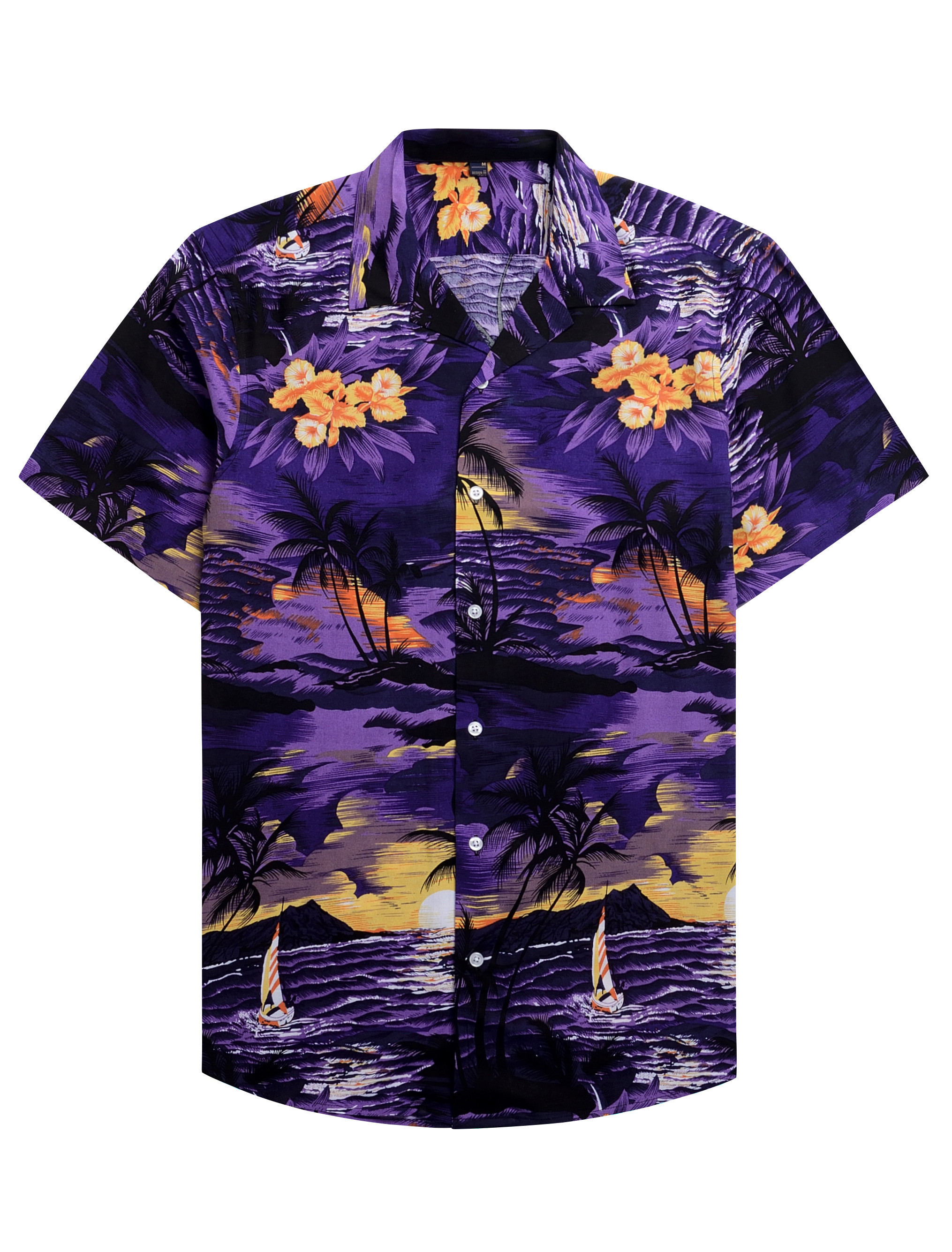 Palm Wave Mens and Big Mens Tropical Sunset Print Hawaiian Shirt, up to ...