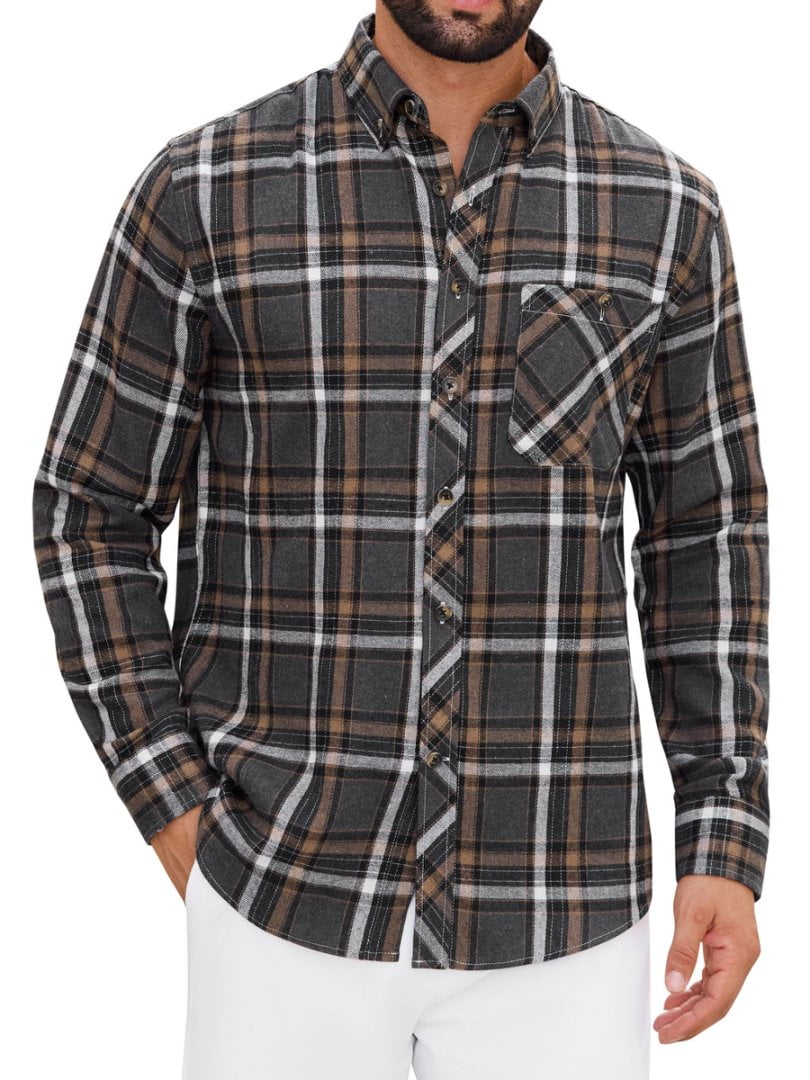 Alimens & Gentle Mens Flannel Shirts Casual Button Down Long Sleeve ...