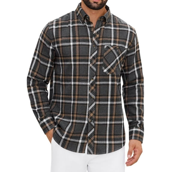 Alimens & Gentle Mens Flannel Shirts Casual Button Down Long Sleeve ...