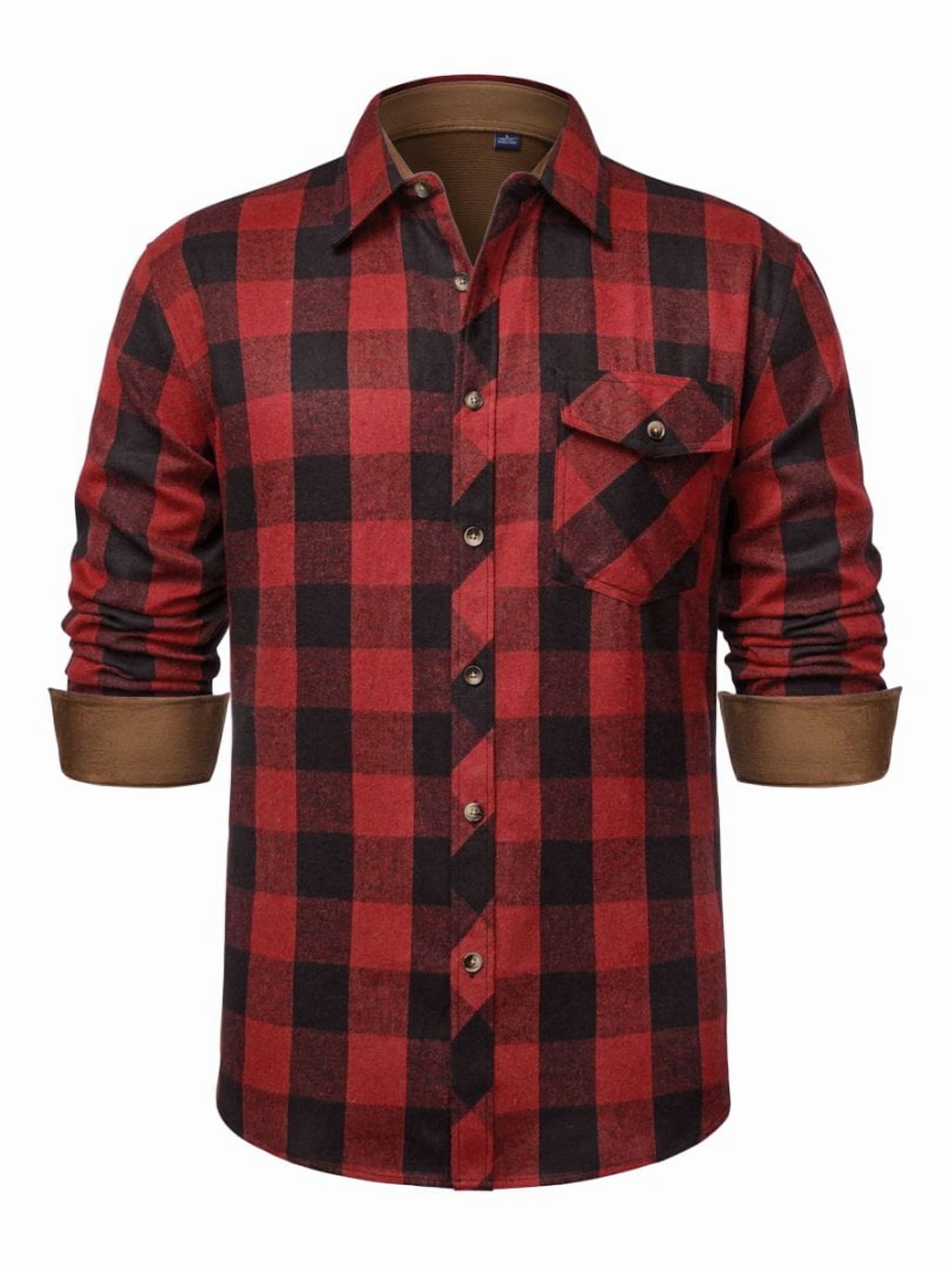 sogami Mens Flannel Shirts Casual Long Sleeve Button Down Plaid Shirts ...