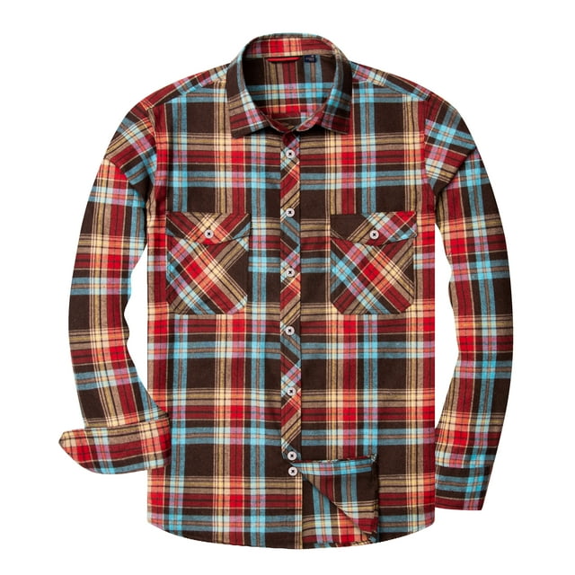 Alimens & Gentle Mens Long Sleeve Multi-color Plaid Shirts Flannel ...