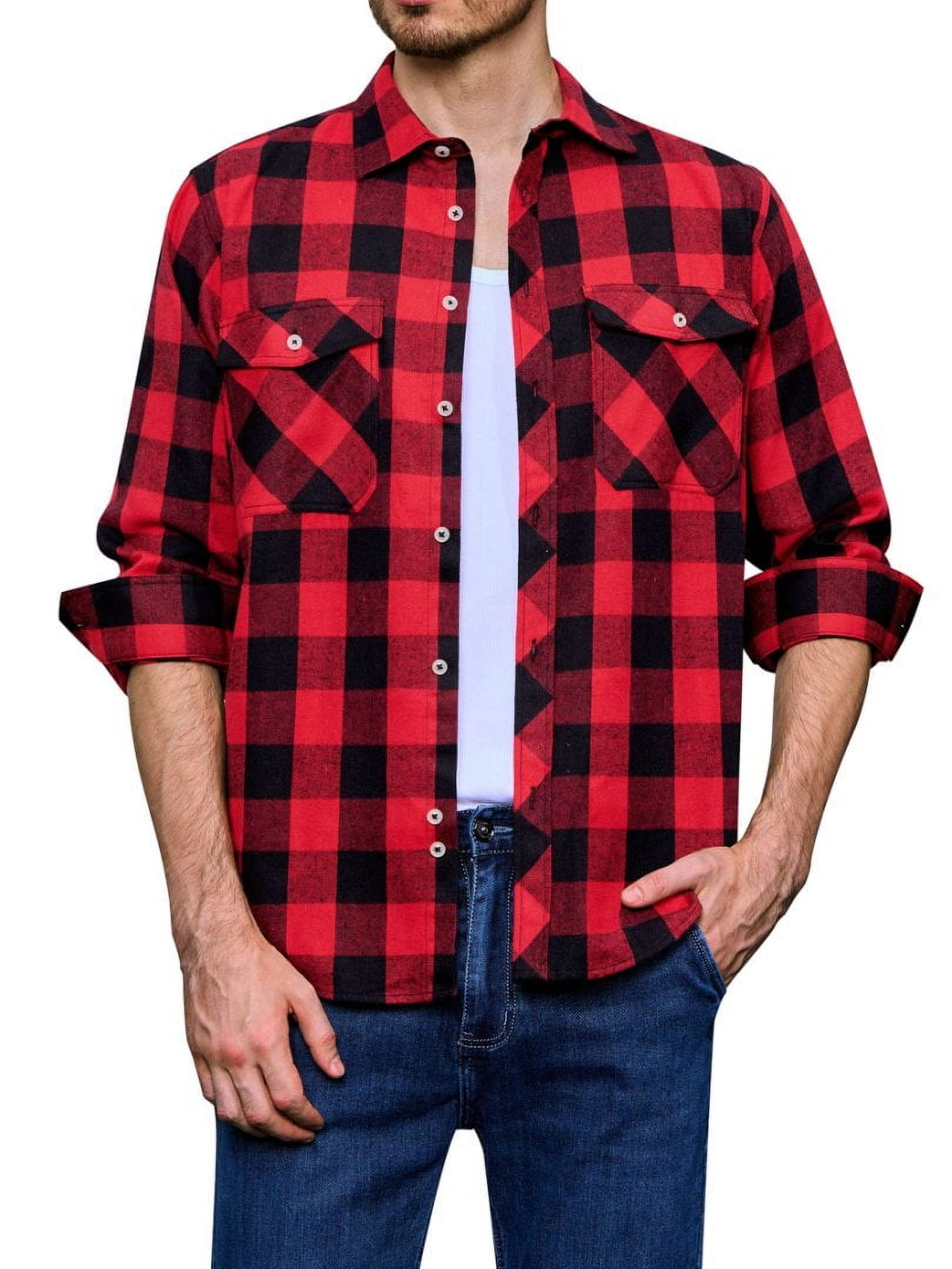 Men's Red Plaid Flannel Shirt - Casual Regular Fit Nepal | Ubuy