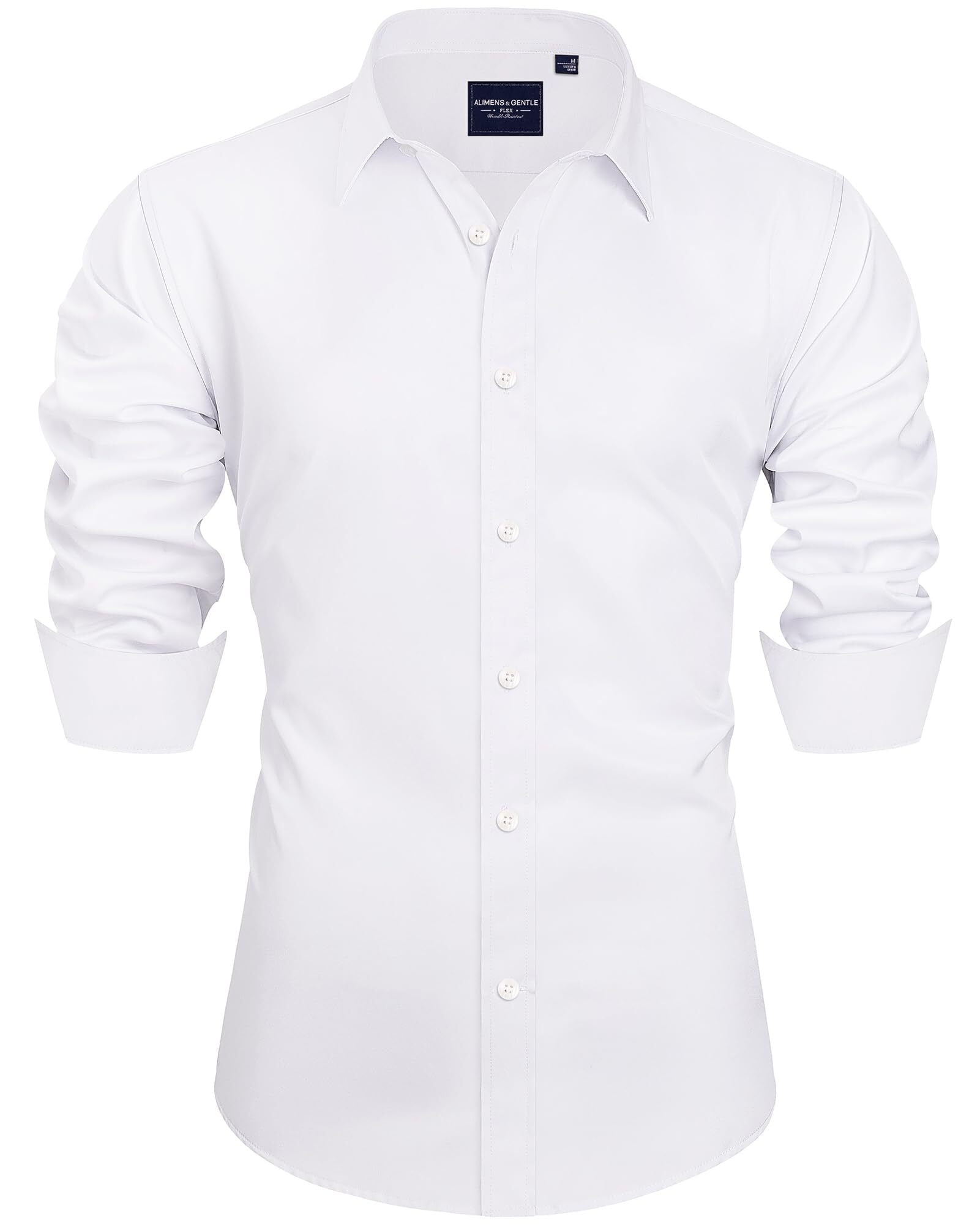 Alimens & Gentle Slim Fit Long Sleeve Dress Shirts for Men, Stretch ...