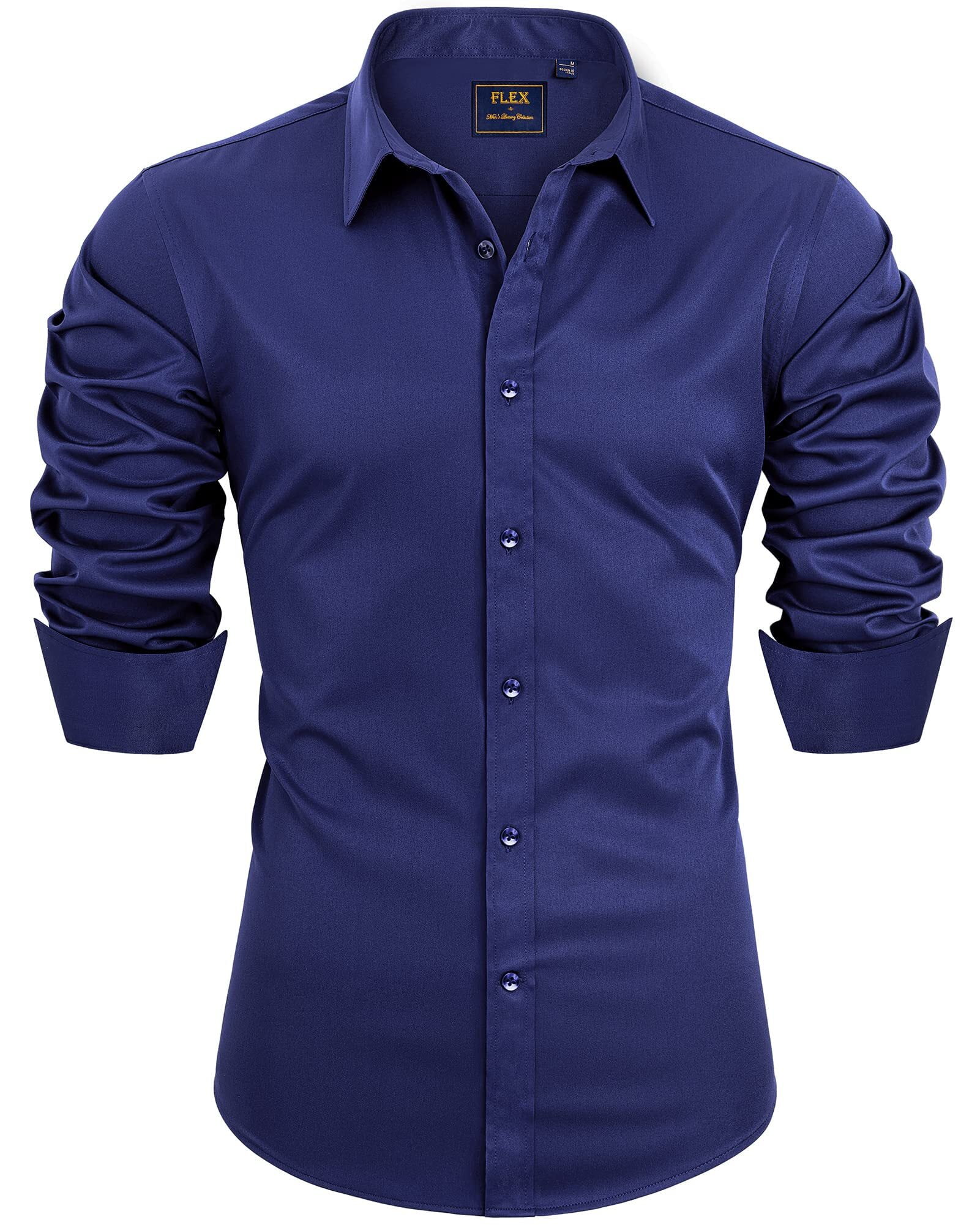 Alimens & Gentle Mens Long Sleeve Stretch Dress Shirts Wrinkle-Free ...