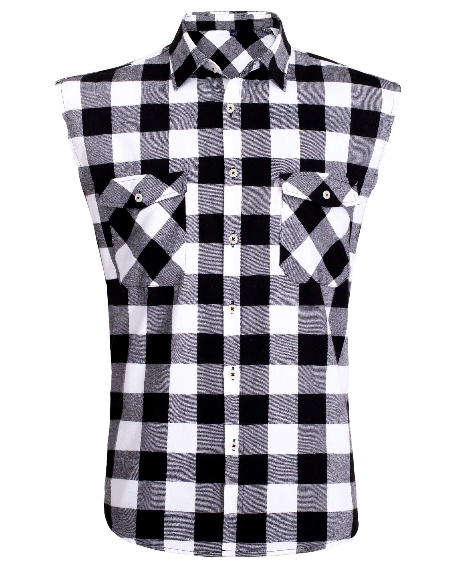Alimens And Gentle Mens Sleeveless Buffalo Vest Shirt With Pockets Plaid Button Down Shirts