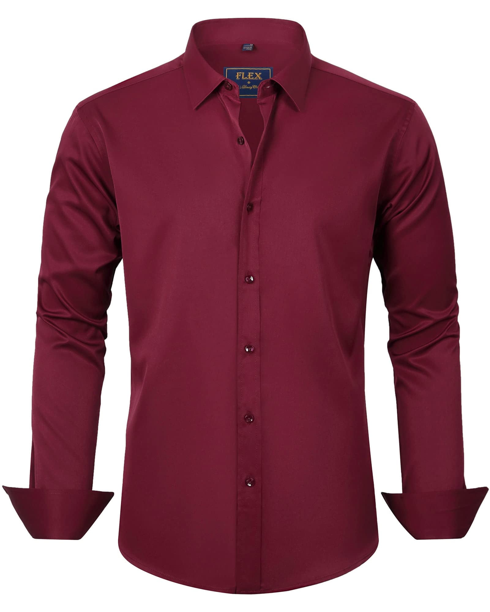 Alimens And Gentle Mens Solid Dress Shirt Long Sleeve Casual Button Down