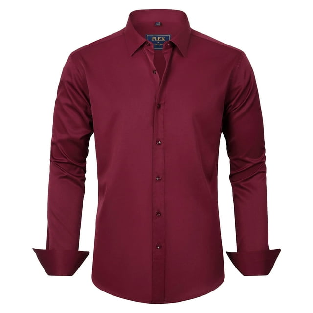 Alimens & Gentle Mens Solid Dress Shirt Long Sleeve Casual Button Down ...