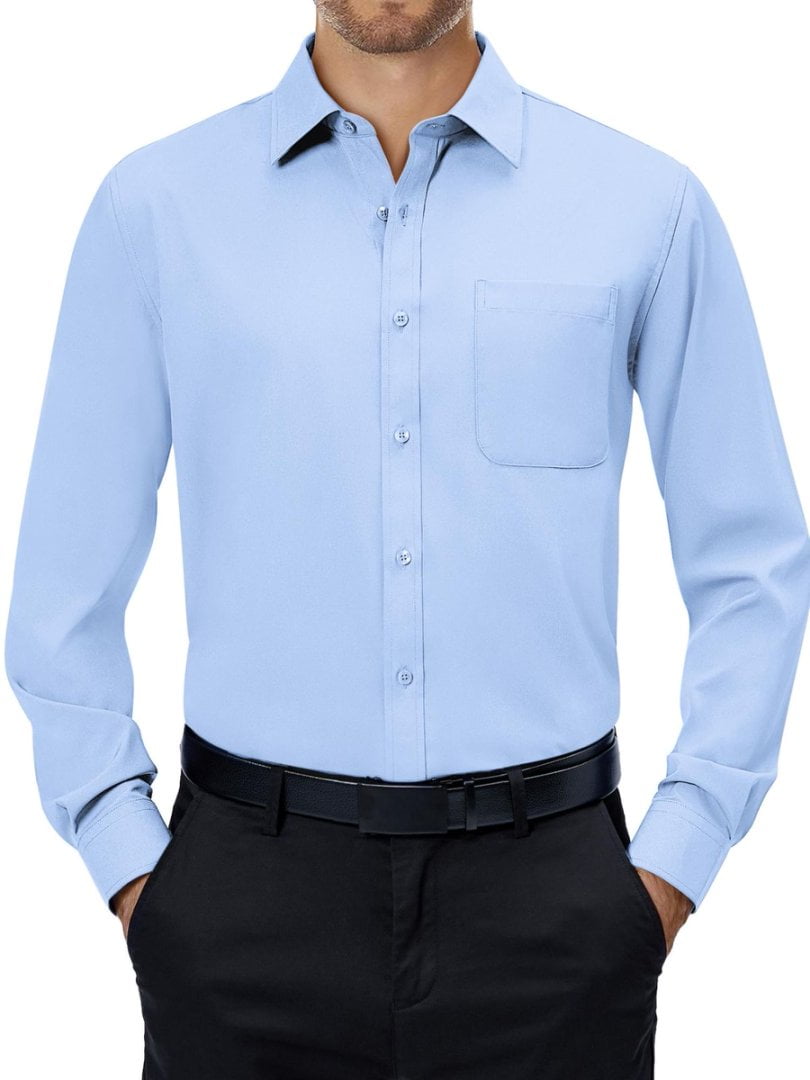 Alimens & Gentle Mens Wrinkle-free Long Sleeve Dress Shirt Solid ...