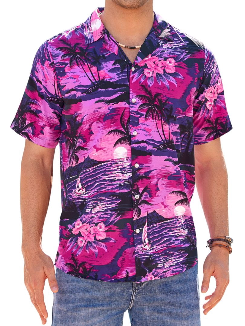 Alimens & Gentle Men's Hawaiian Island Style Aloha Shirt for Beach ...