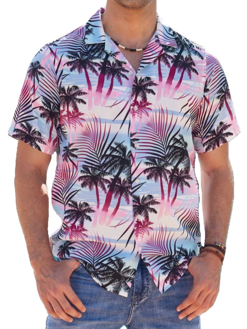 Alimens & Gentle Men's Regular Fit Hawaiian Shirt, Short Sleeve ...
