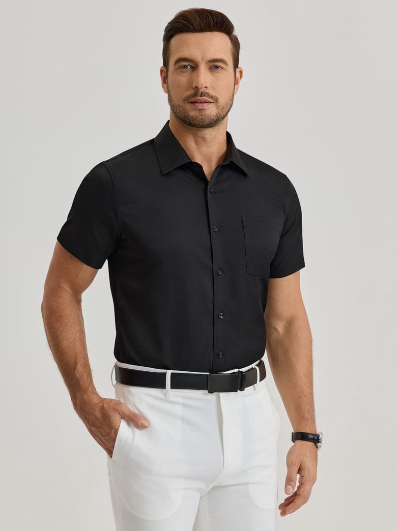Alimens & Gentle Men's Short Sleeve Cotton Stretch Dress Shirt, Casual ...