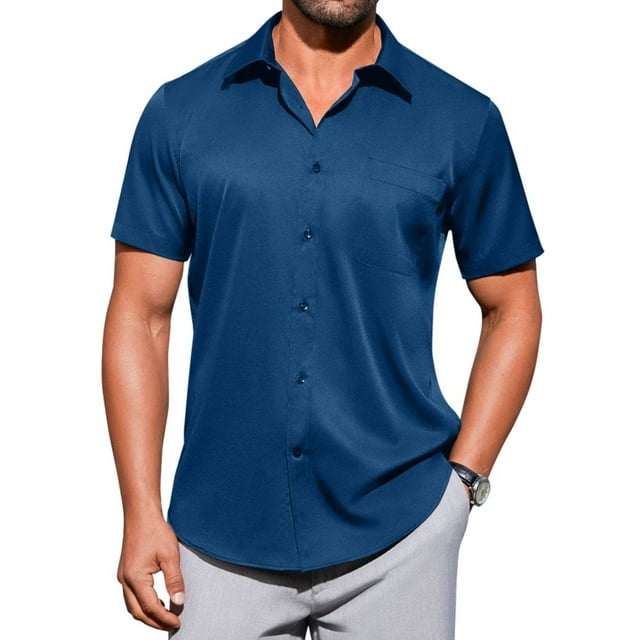 Alimens & Gentle Short Sleeve Dress Shirts for Men Stretch Casual ...