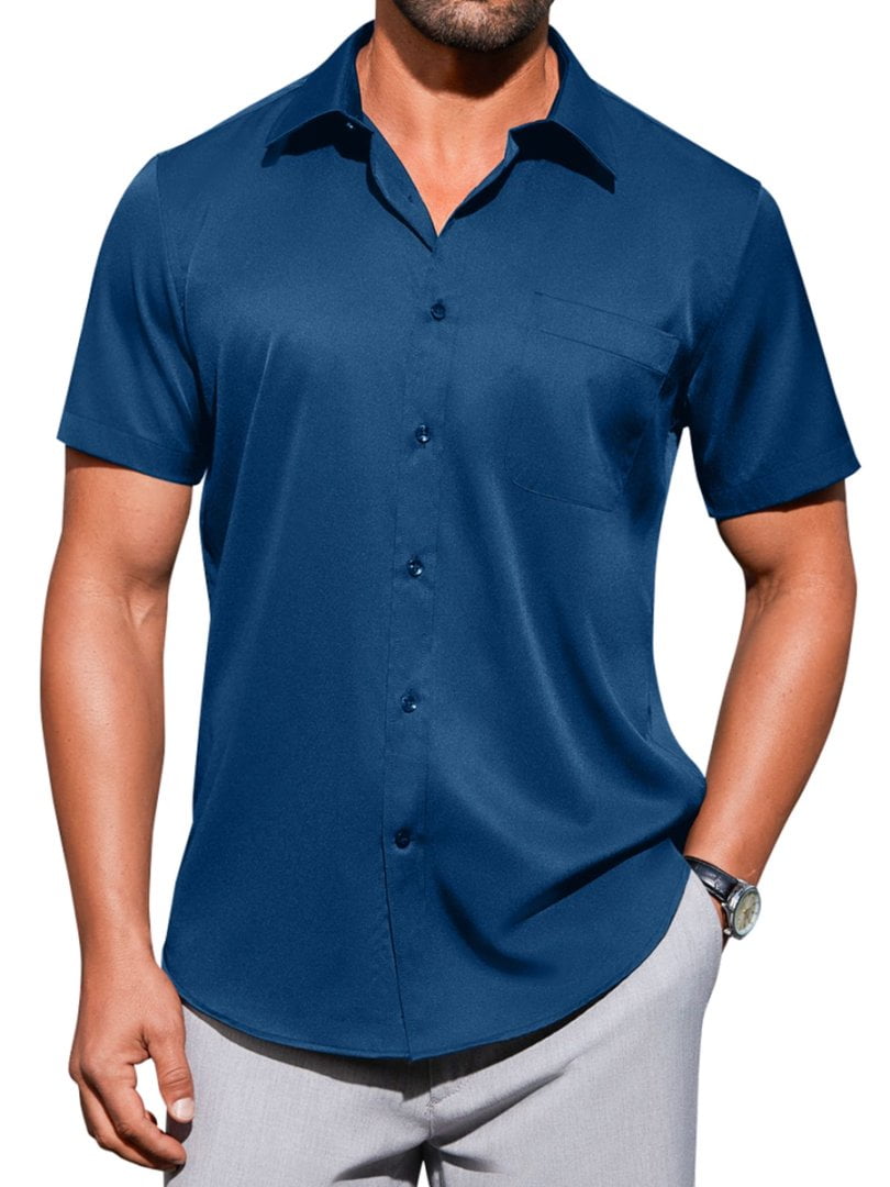 Alimens & Gentle Short Sleeve Dress Shirts for Men Stretch Casual ...