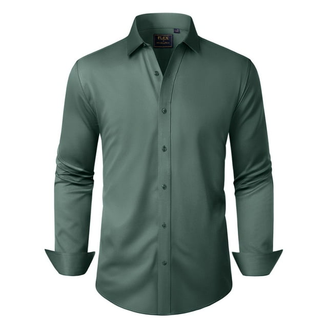 Alimens & Gentle Stretch Formal Shirts for Men Long Sleeve Work Dress ...