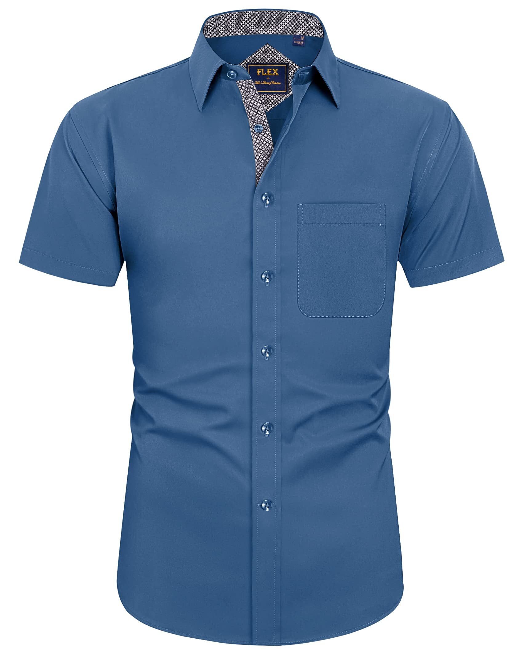 Alimens & Gentle Stretch Short Sleeve Dress Shirt Regular Fit Business ...