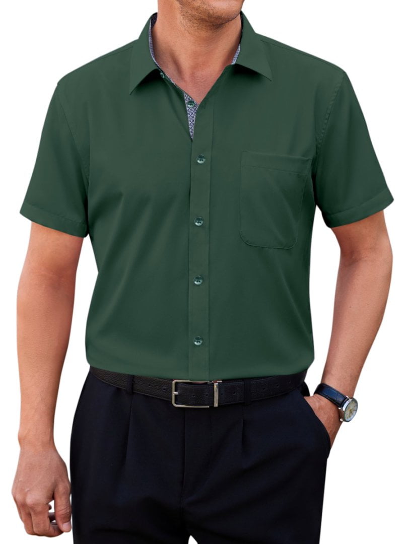 Alimens & Gentle Stretch Short Sleeve Dress Shirt Regular Fit Business ...