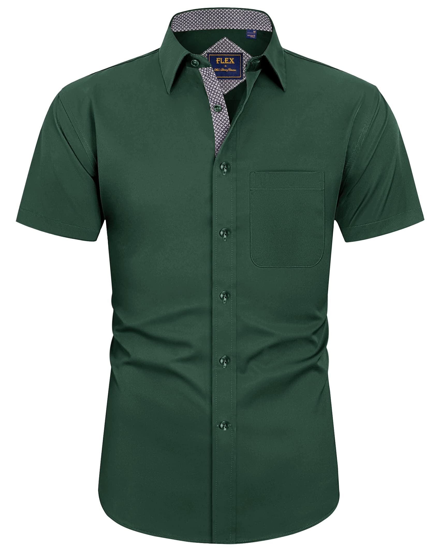 Alimens & Gentle Stretch Short Sleeve Dress Shirt Regular Fit Business ...