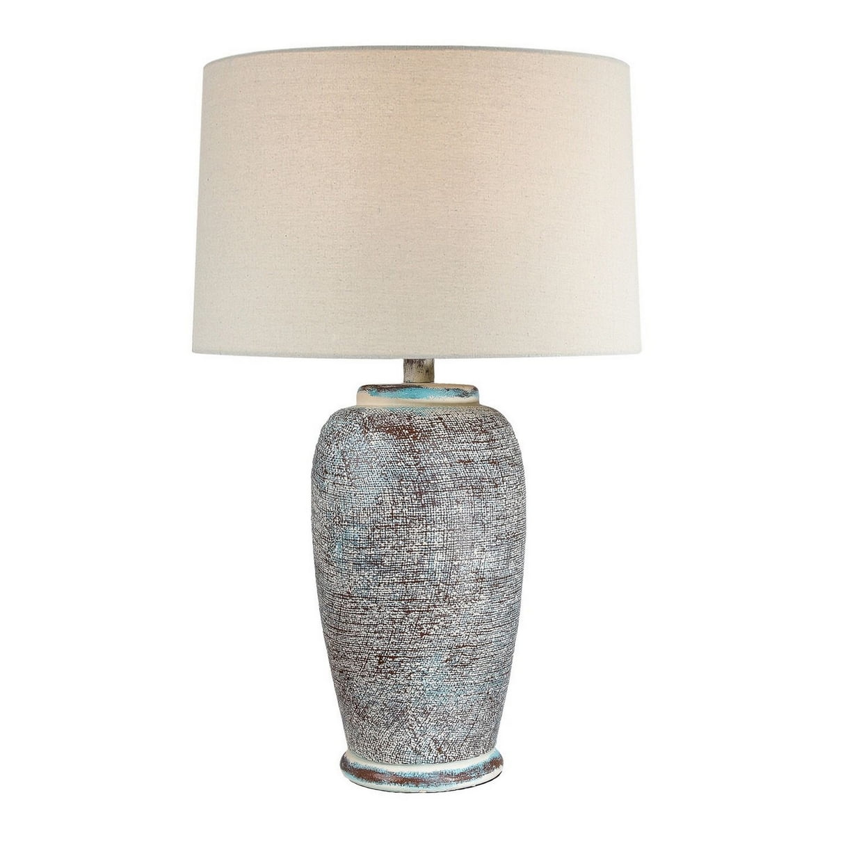 Alin 29 Inch Hydrocal Table Lamp Drum Shade Urn Shaped Base Misty Sky ...