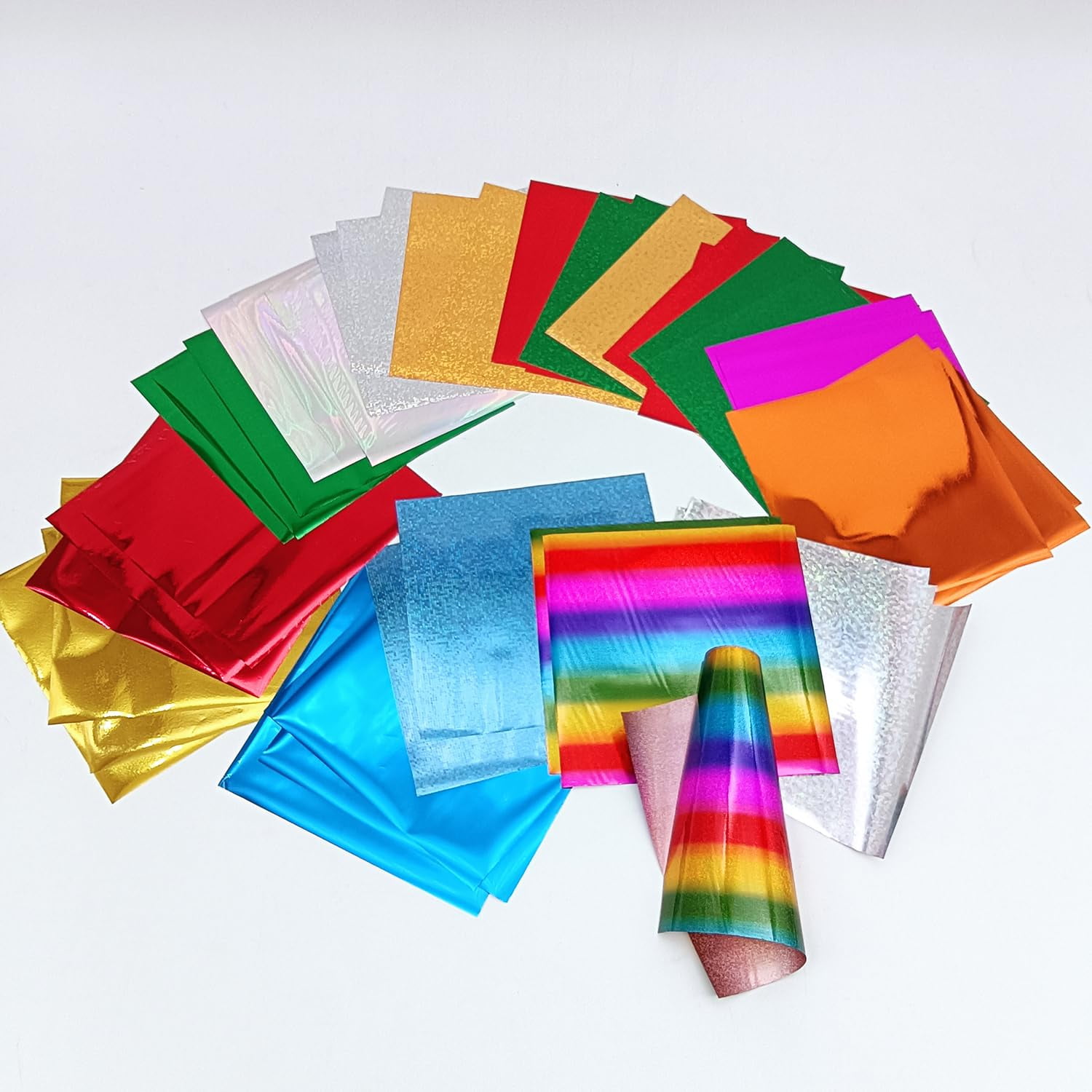 Alinacutle 10cmX10cm-102 Sheets(6 sheetsX17 JKF25 Colors) Foil Metallic ...