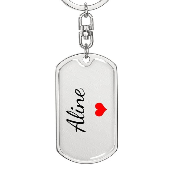 Aline Keychain – Custom Name Keychain for Women Title: Dog Tag with ...