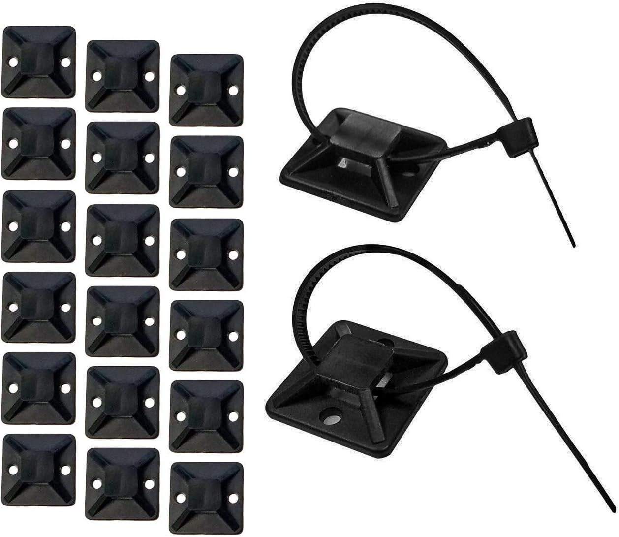 Alinwnia 100 Pcs Black Setber Wire Zip Tie Mounts with 6" Zip Ties ...